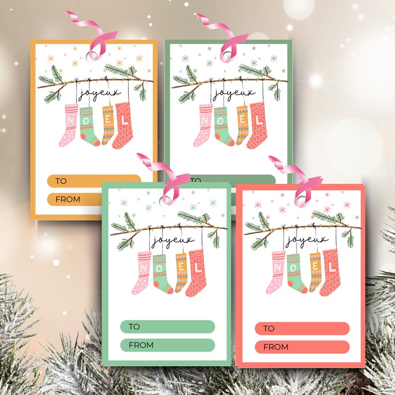 EDITABLE Joyeux Noel Merry Christmas Gift Tags, Printable Joyeux Noel ...