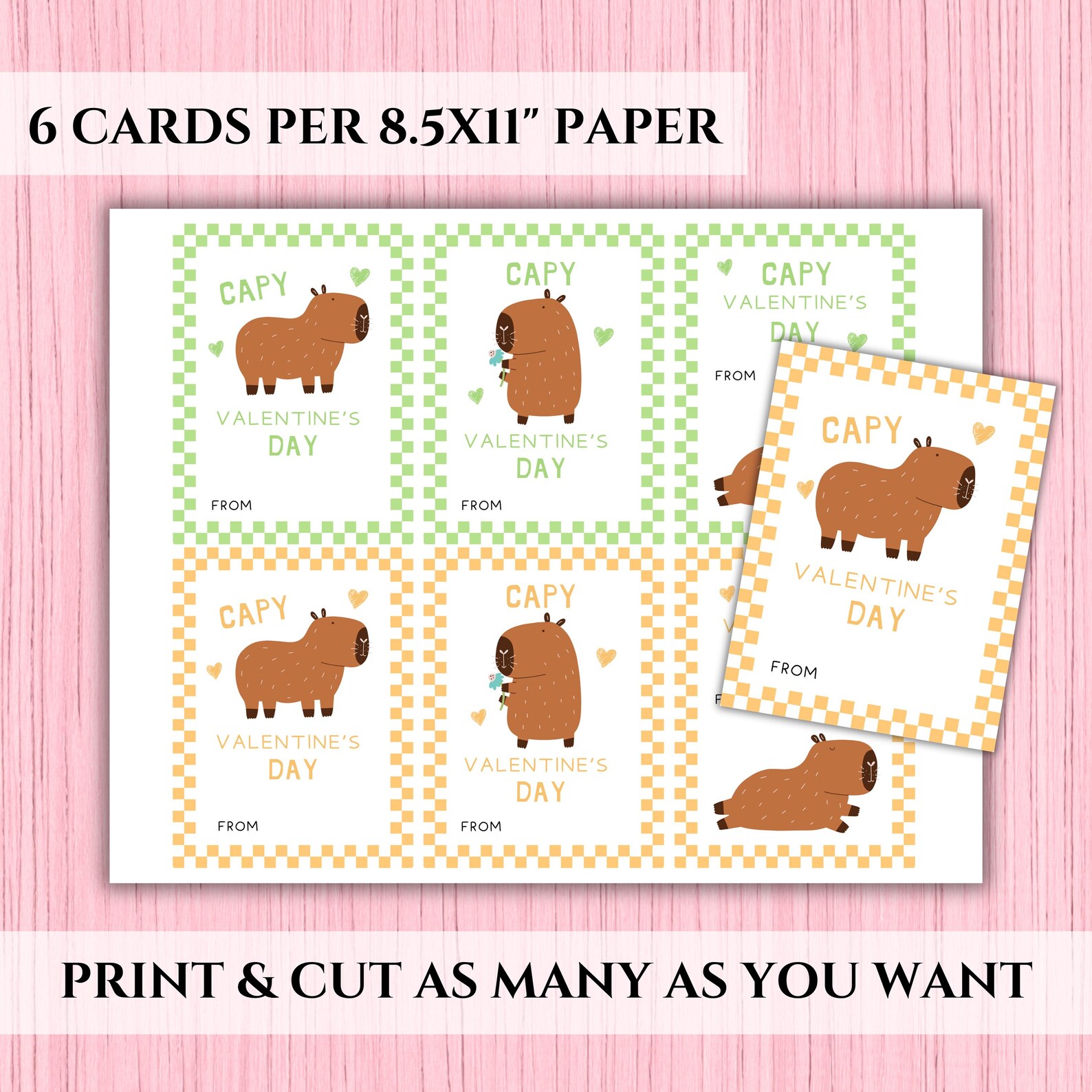 Capybara Valentines Day Card Printable, Capy Valentine Card Exchange ...