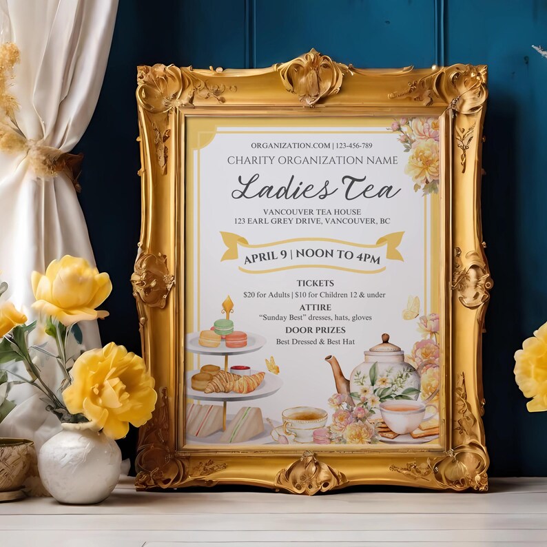 EDITABLE Tea Party Event Ticket, High Tea Party Template, Tea Party ...