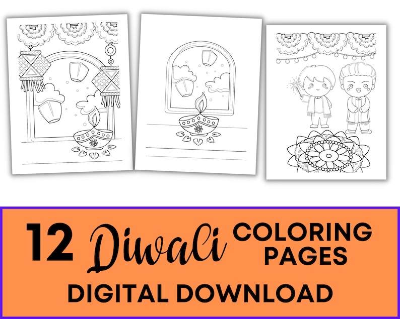 Diwali Coloring Sheets / Instant Download / Happy Diwali / Diwali ...