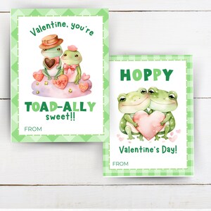 EDITABLE Frog Valentine's Day Cards SET, 12 Printable Valentines, Hoppy ...