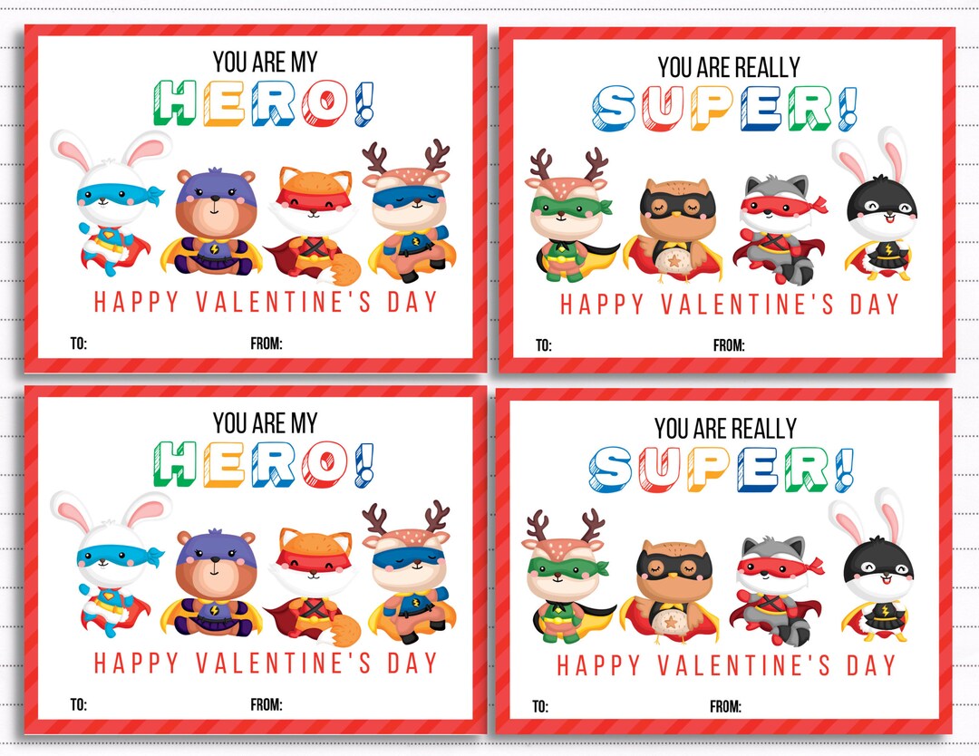 Animal Superheroes / Superhero Valentines / Hero Classroom Valentines ...