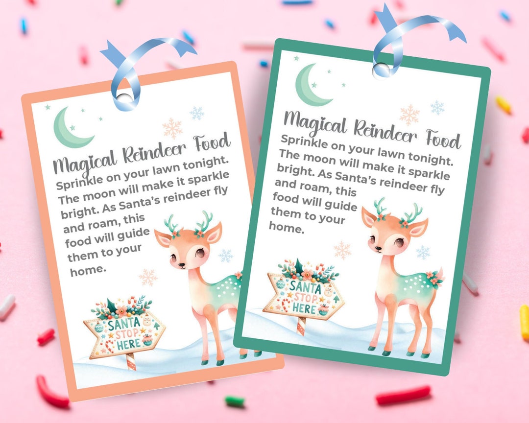 EDITABLE Reindeer Food Tags, Rudolph Treat, Magic Reindeer Food Label ...