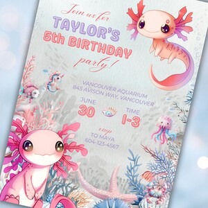 EDITABLE Axolotl Birthday Invitation, Axolotl Invitation, Axolotl ...