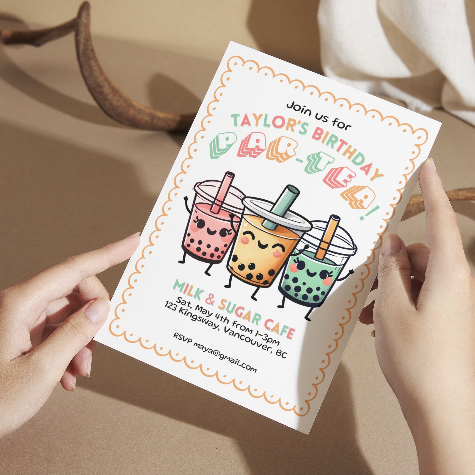 Boba Tea Birthday Invitation Template, Birthday Par-tea, Boba Tea Party ...