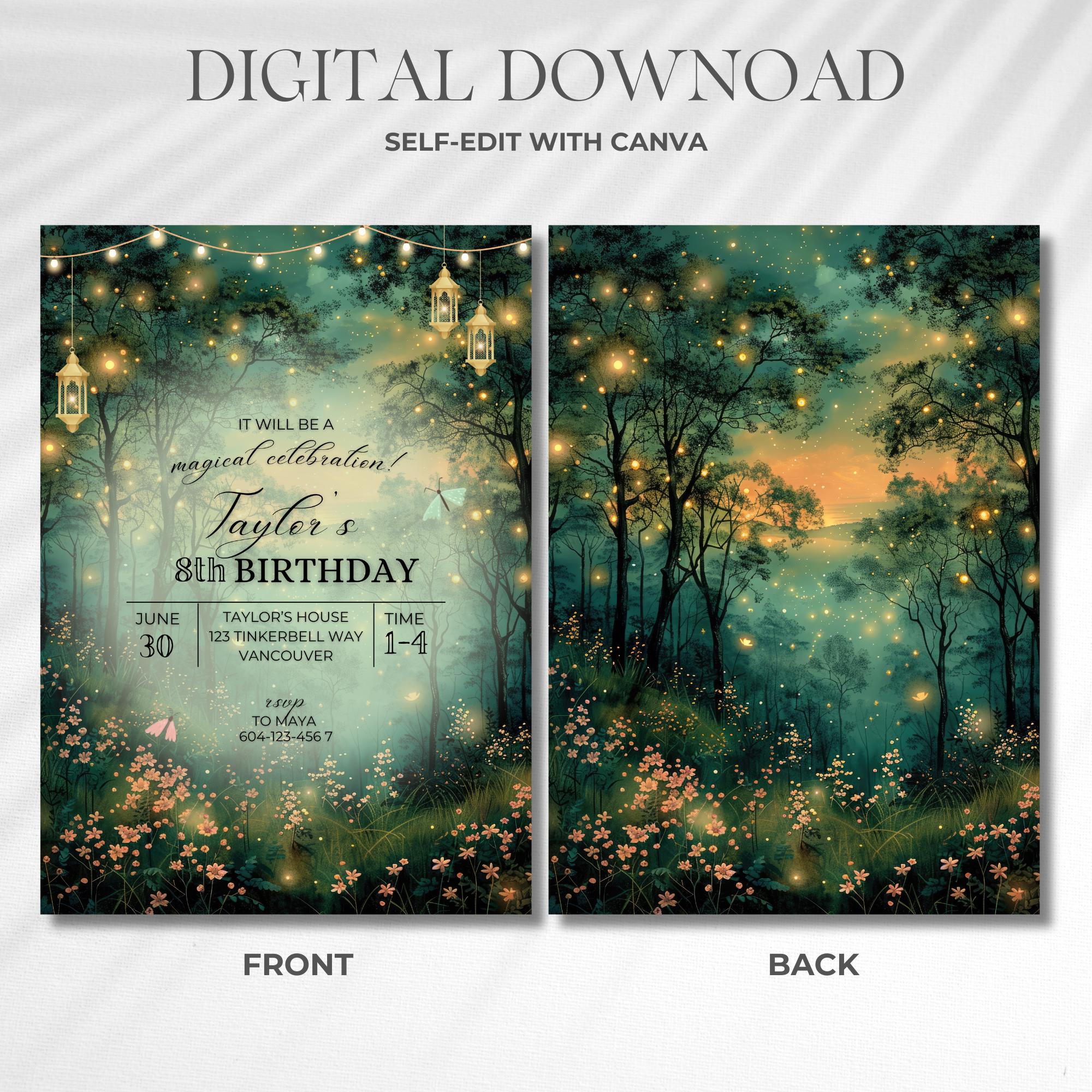 Enchanted Forest Birthday Party, Enchanted Garden Invitation Forest ...