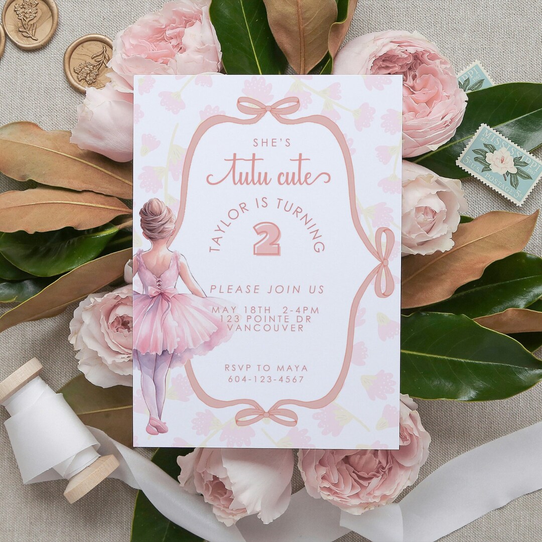 EDITABLE She is Tutu Cute Ballerina Birthday Invitation Template ...