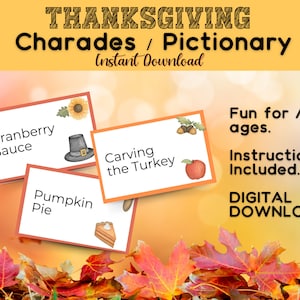 Thanksgiving Charades Pictionary, Thanksgiving Game Kids & Adults ...