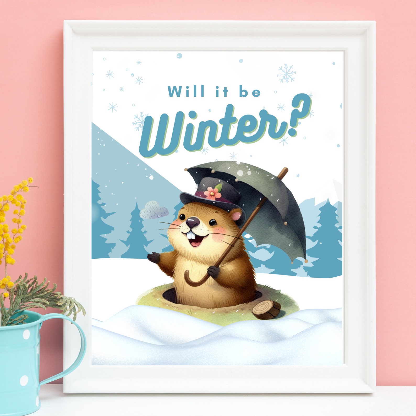 Groundhog Day Prints, Punxsutawney Phil Wall Art, Digital Download ...