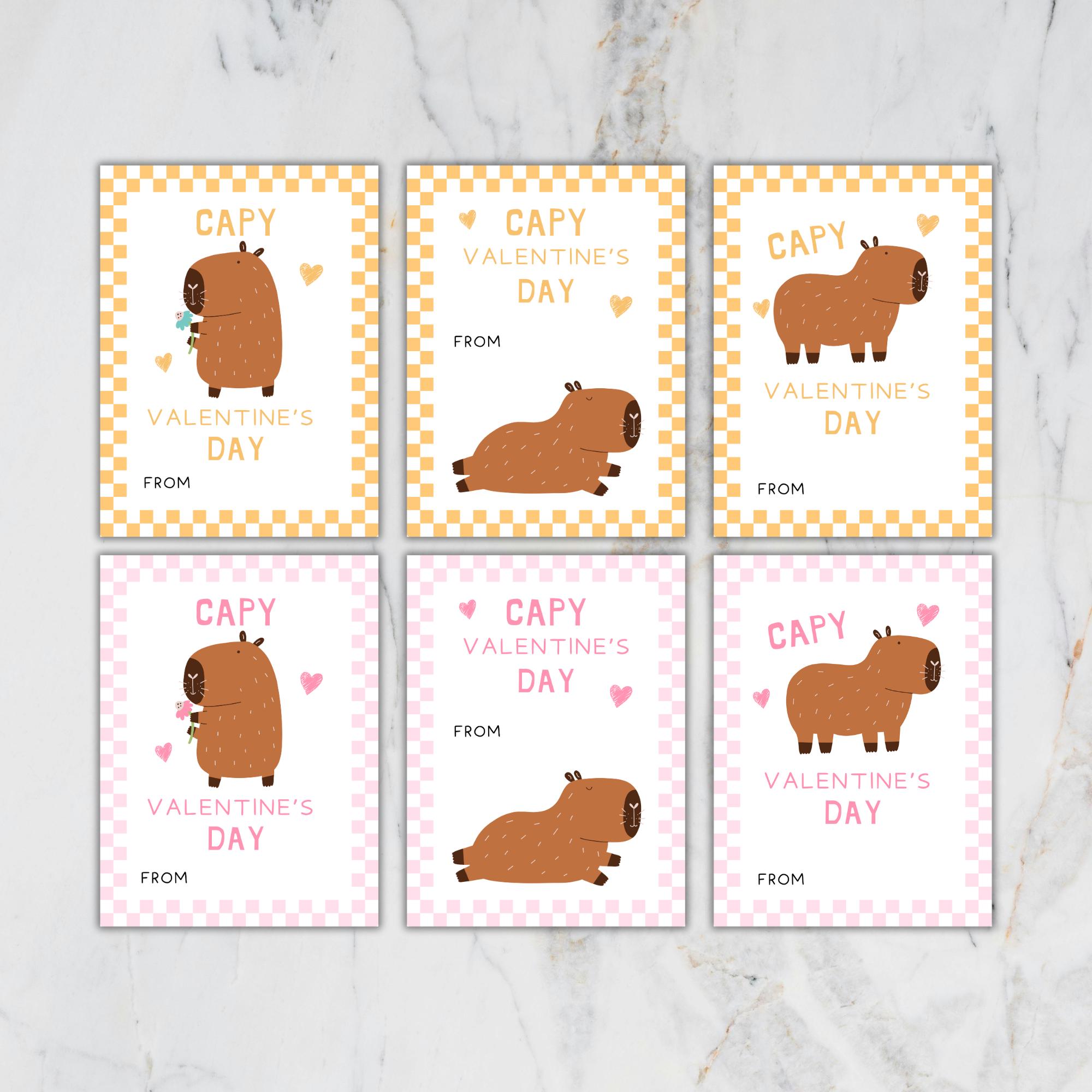 Capybara Valentines Day Card Printable, Capy Valentine Card Exchange ...
