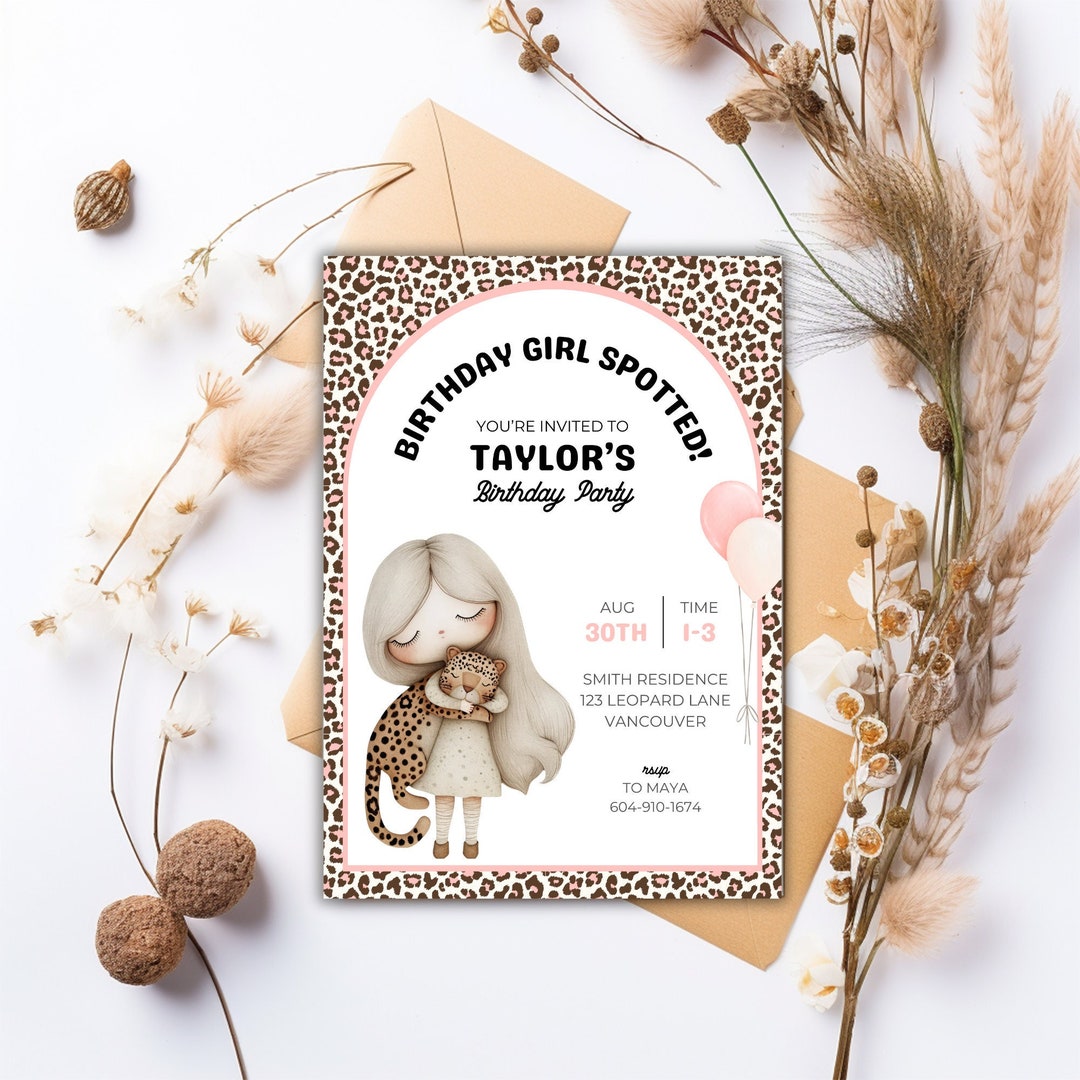 EDITABLE Leopard Birthday Invitation, Wild One Cheetah Birthday Party ...