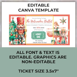 Editable Nutcracker Ticket , Personalized Nutcracker Ballet Surprise ...