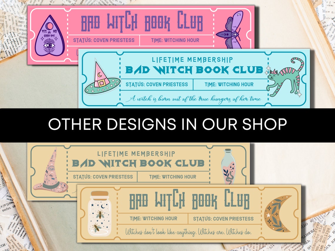 Bad Witch Book Club Bookmark Printable Witch Ticket - Etsy
