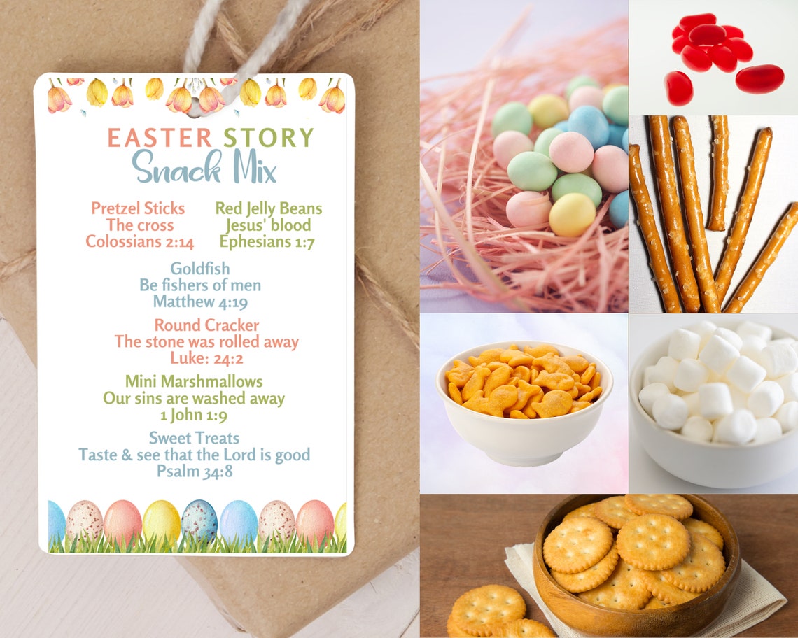 The Easter Story Snack Mix Printable Tag and Bag Topper - Etsy