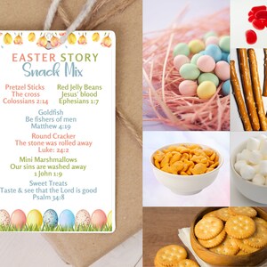 The Easter Story Snack Mix Printable Tag and Bag Topper, Easter Basket ...