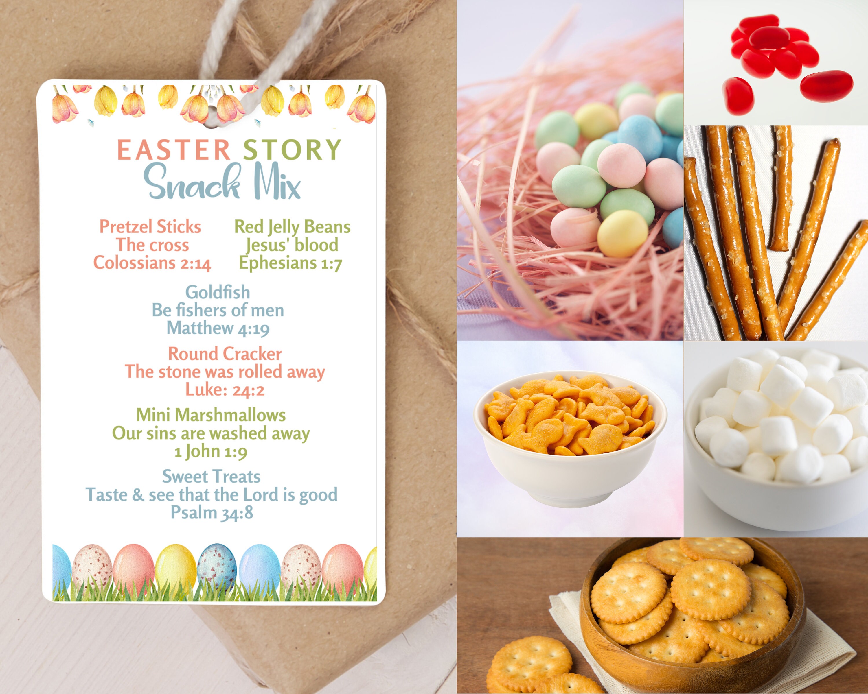 The Easter Story Snack Mix Printable Tag and Bag Topper, Easter Basket ...