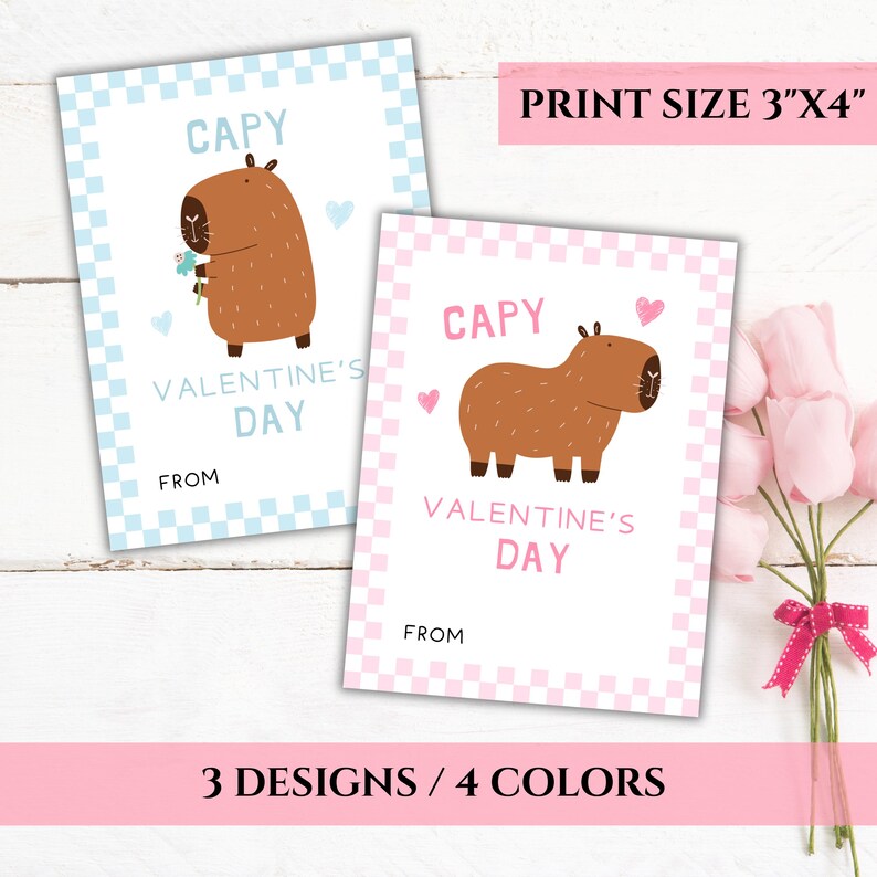 Capybara Valentines Day Card Printable, Capy Valentine Card Exchange ...