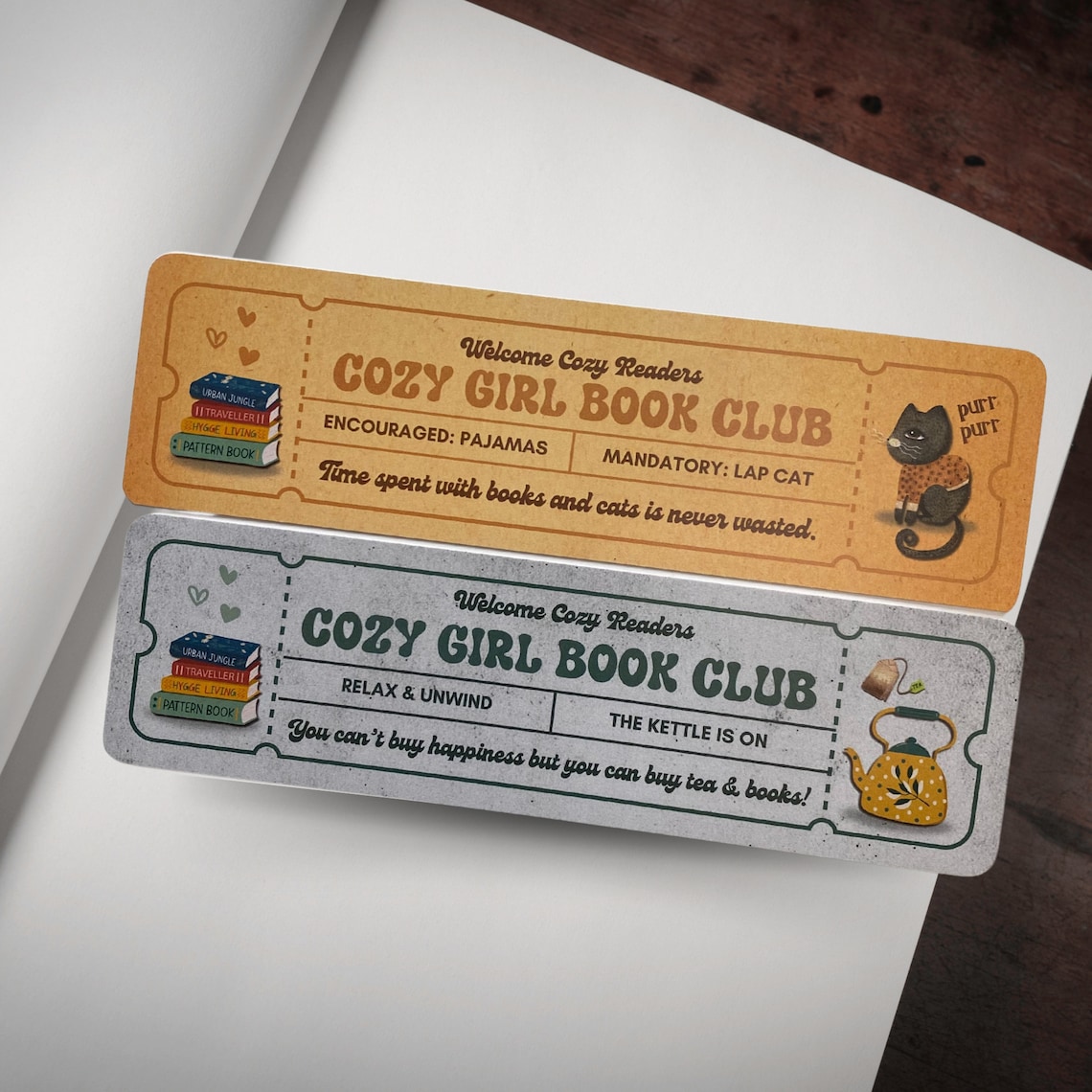 Cozy Girl Book Club Bookmark Cozy Book Club Bookmark Ticket - Etsy Canada