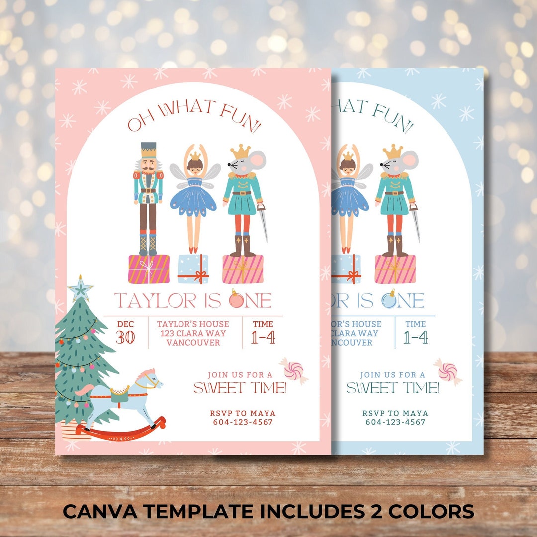 Editable Nutcracker Birthday Invitation, Nutcracker Ballet Christmas ...
