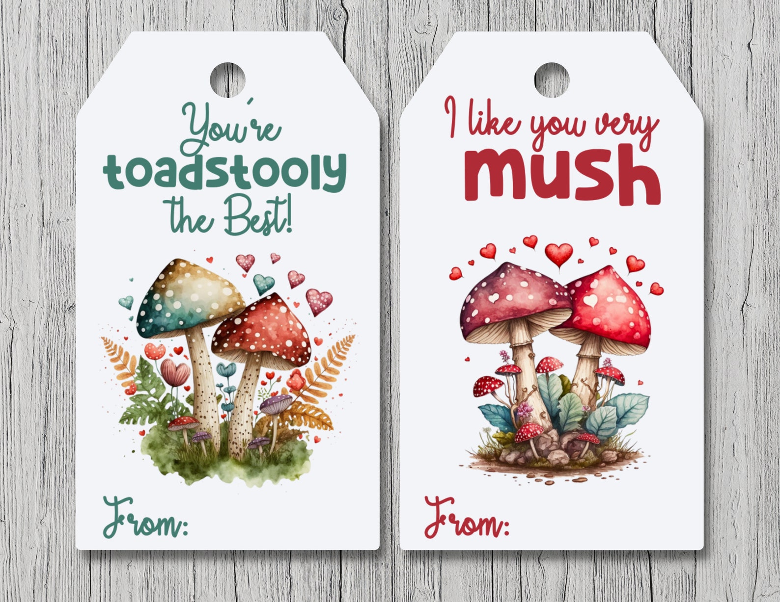 Mushroom Valentine / Printable PDF / Valentines Day Tags / Gift Tags ...