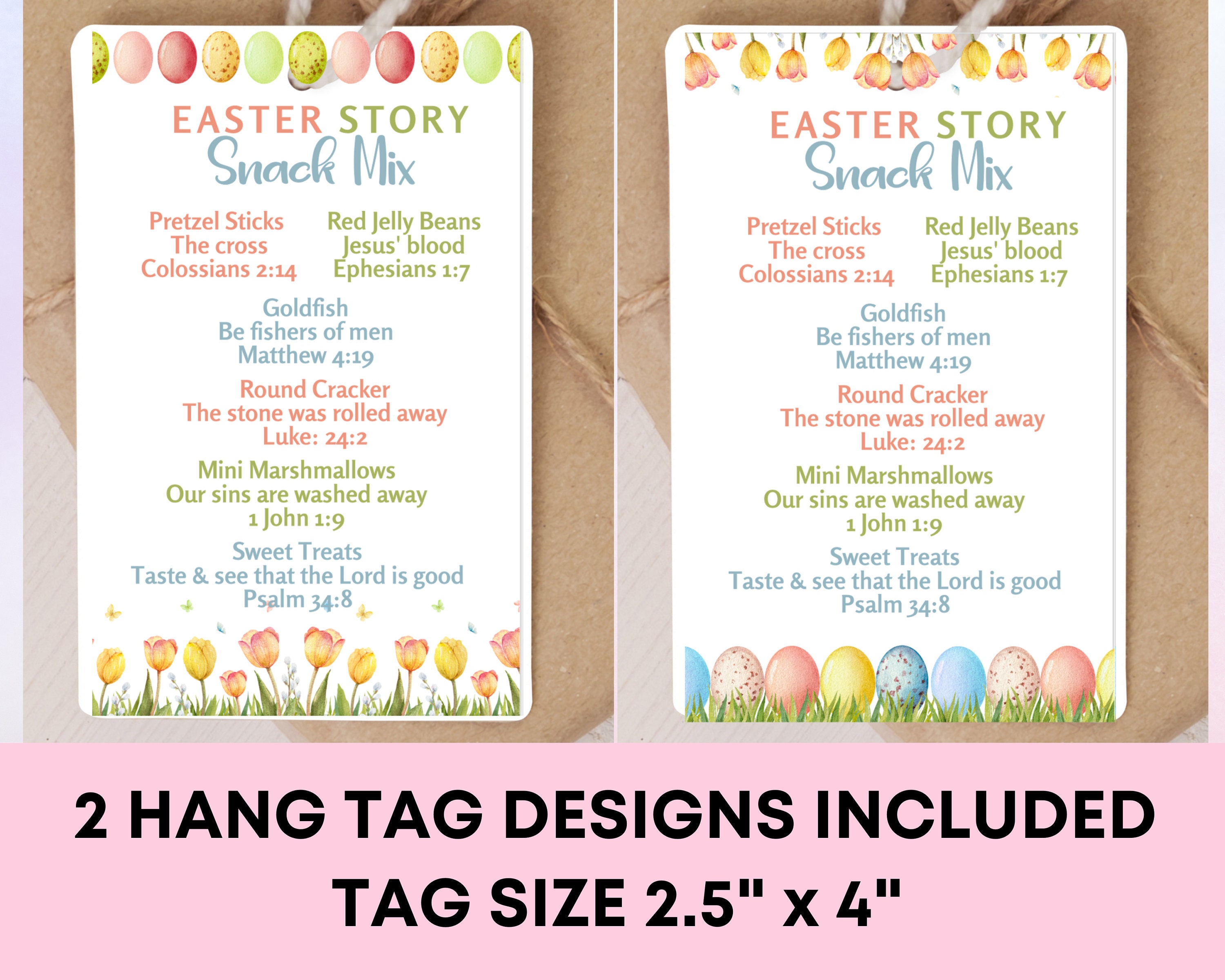 The Easter Story Snack Mix Printable Tag and Bag Topper, Easter Basket ...