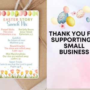The Easter Story Snack Mix Printable Tag and Bag Topper, Easter Basket ...