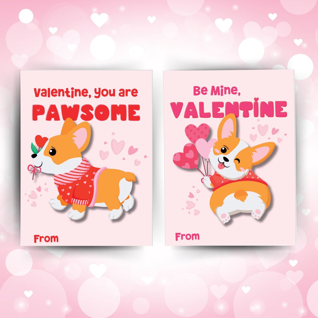 EDITABLE Corgi Valentine Card, Printable You Are Pawsome Corgi Dog ...