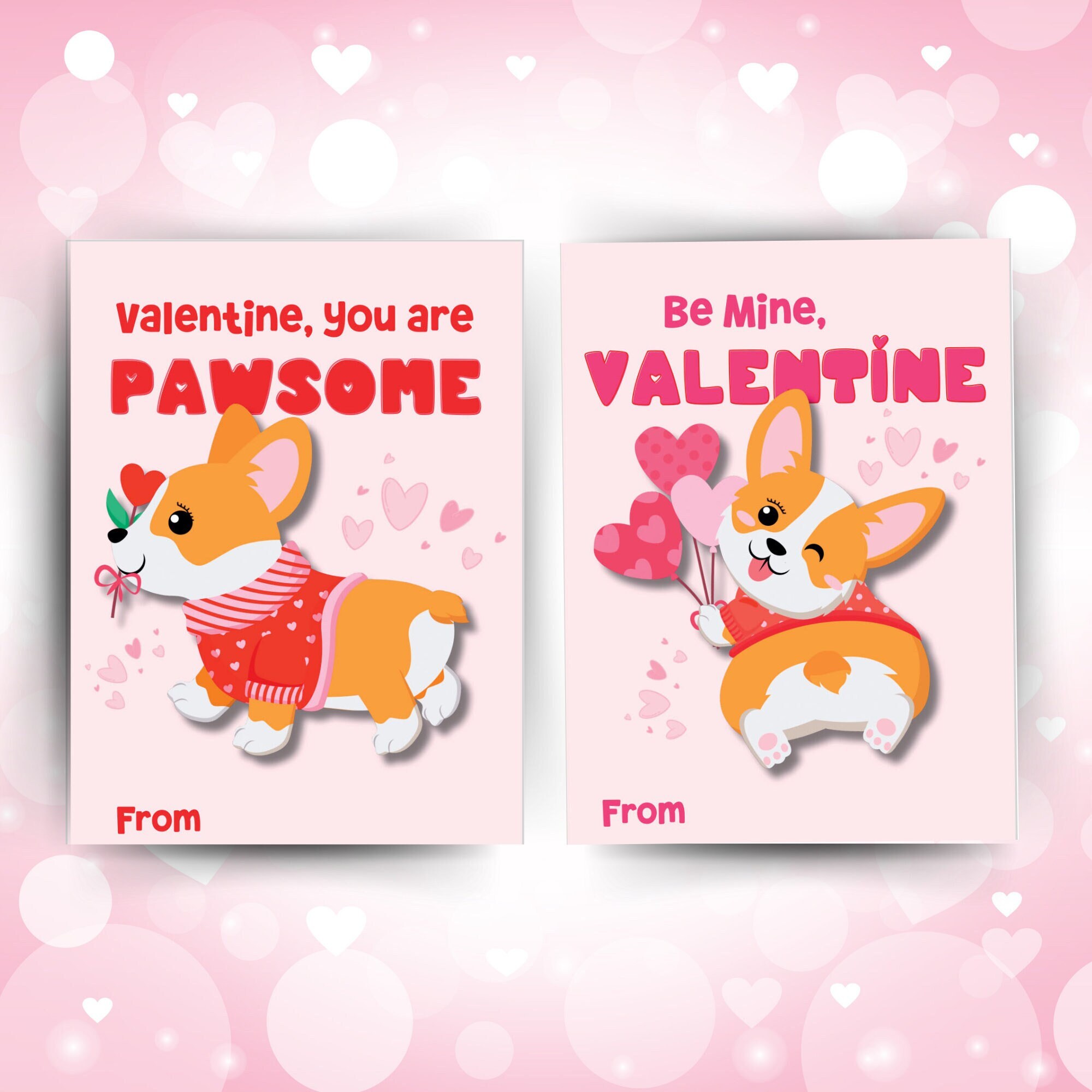 EDITABLE Corgi Dog Valentine Card, Printable You Are Pawsome, DIY ...
