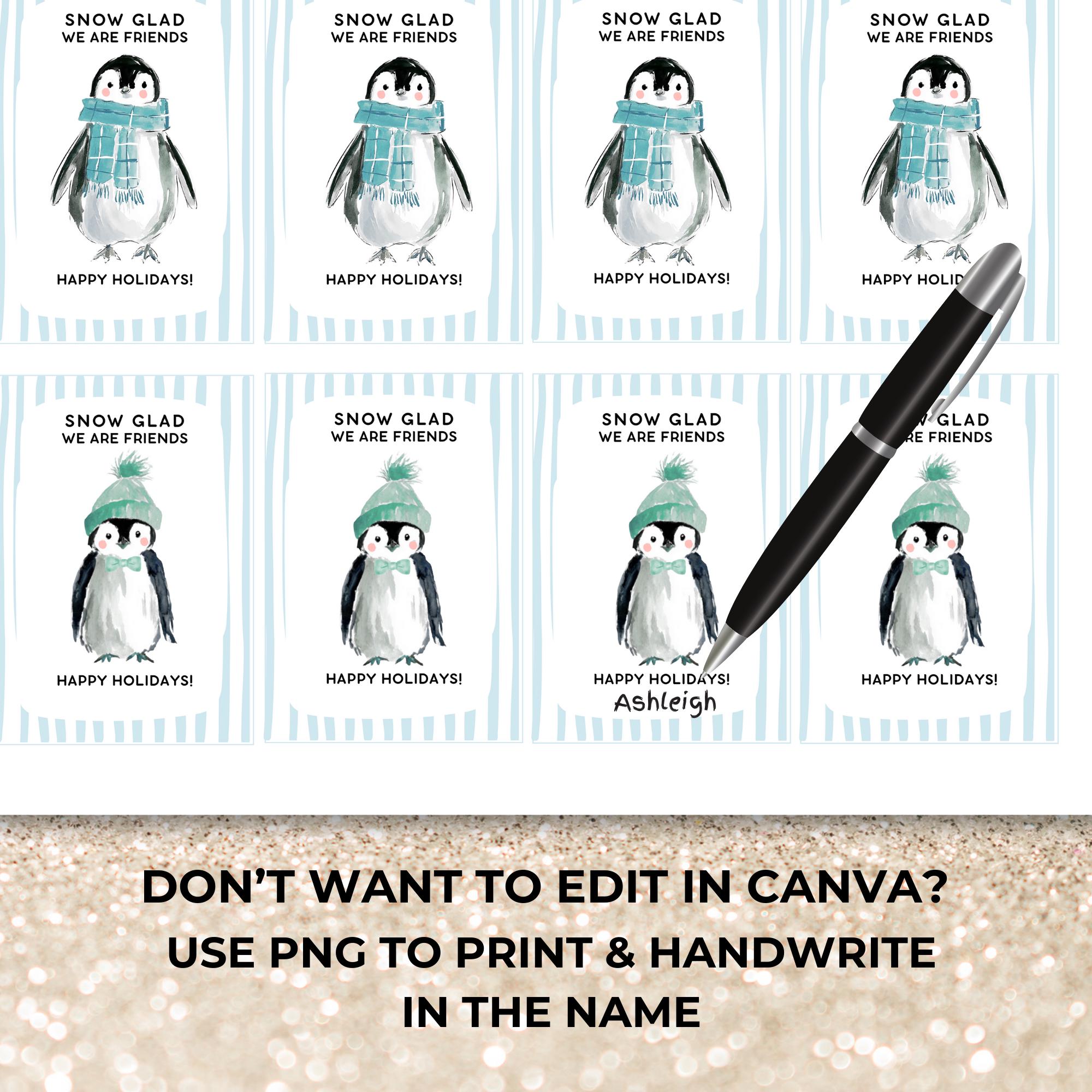 Penguin Christmas Gift Tags Printable, Kid Classroom Tags, Christmas ...