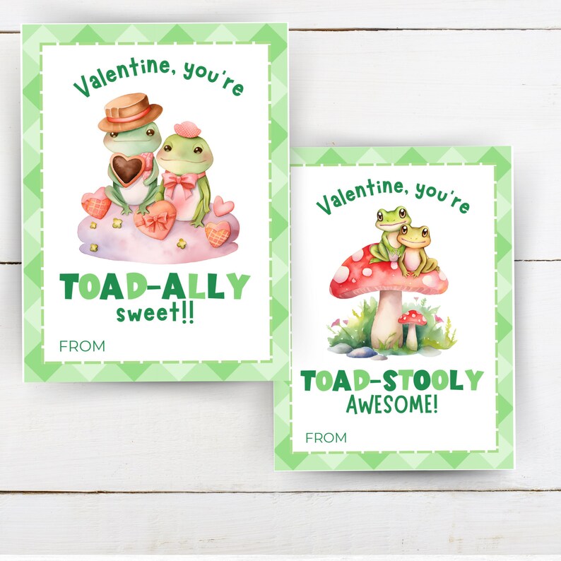 EDITABLE Frog Valentine's Day Cards SET, 12 Printable Valentines, Hoppy ...