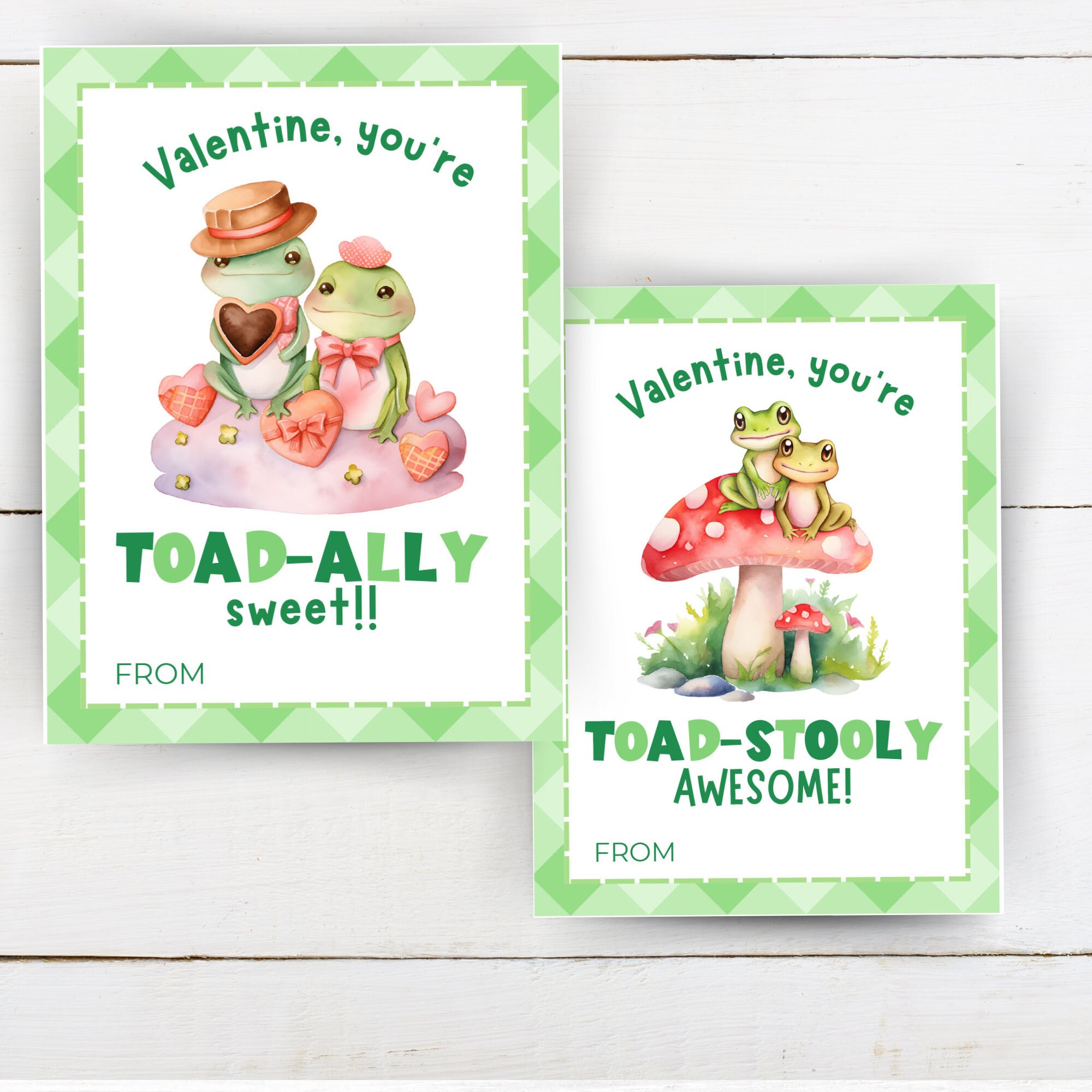 EDITABLE Frog Valentine's Day Cards SET, 12 Printable Valentines, Hoppy ...