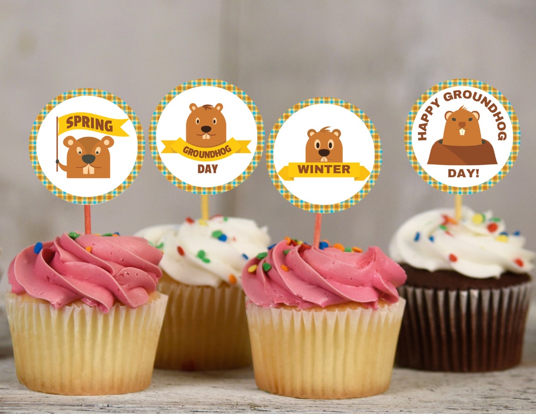 Groundhog Day Cupcake Toppers / Party Printable / Punxsutawney Phil ...