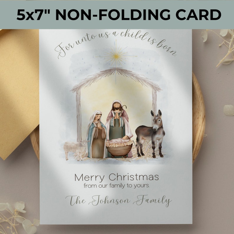 Editable Watercolor Nativity Card Printable, Christmas Card Template ...
