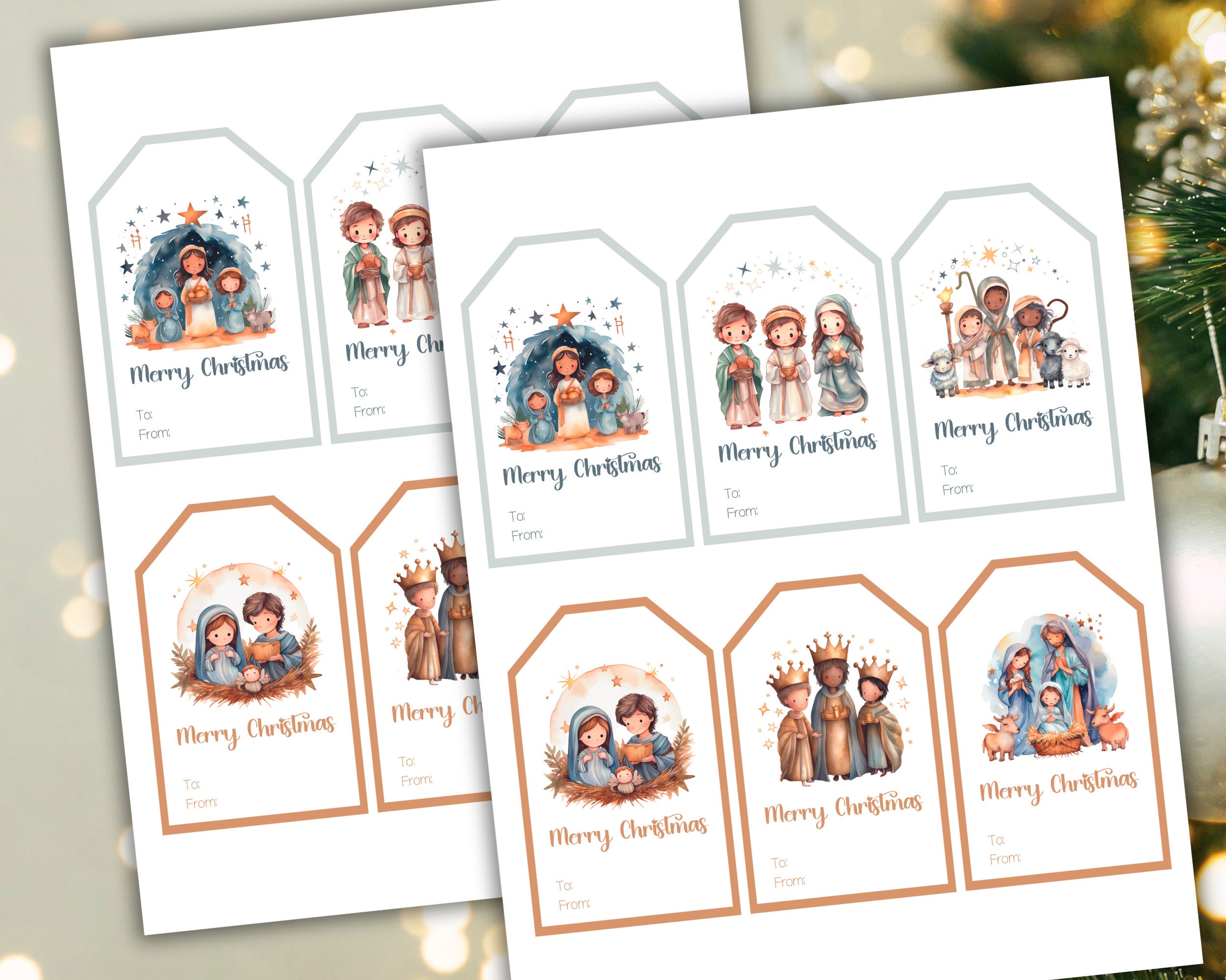 Kids Nativity Gift Tag, Christmas Printable Tags, Christmas Favor Tags ...