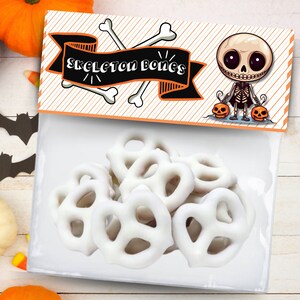 Editable Skeleton Halloween Treat Bag Toppers, Bag of Bones Bag Topper ...