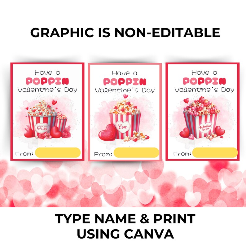 EDITABLE Popcorn Valentine Cards, Poppin Valentines, Popcorn Valentine ...