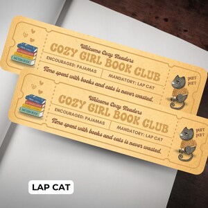 Cozy Girl Book Club Bookmark, Cozy Book Club, Bookmark Ticket, Bookish ...