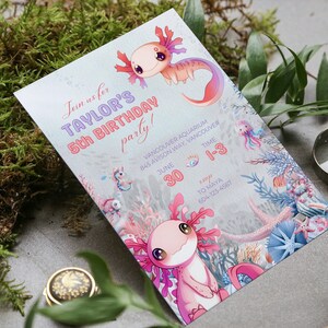 EDITABLE Axolotl Birthday Invitation, Axolotl Invitation, Axolotl ...