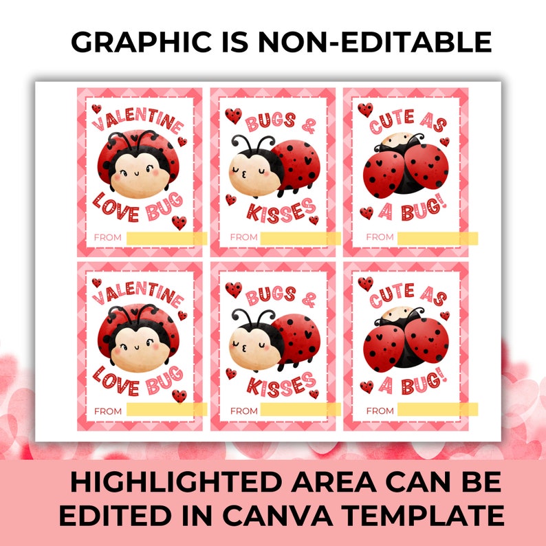 EDITABLE Ladybug Valentine Card, Love Bug Printable Valentines ...