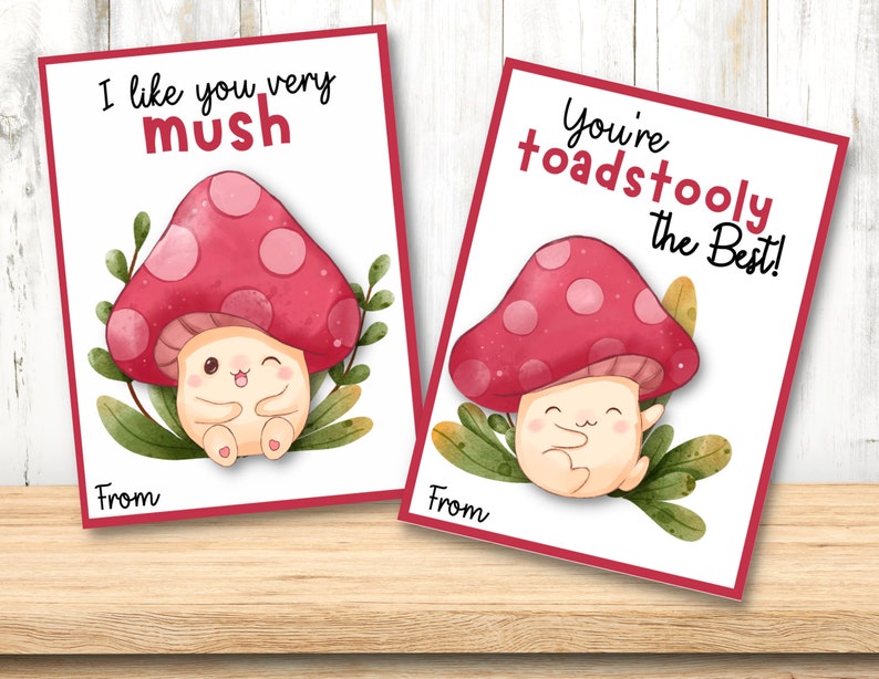 Mushroom Valentine / Printable PDF / Valentines Cards / Cards ...