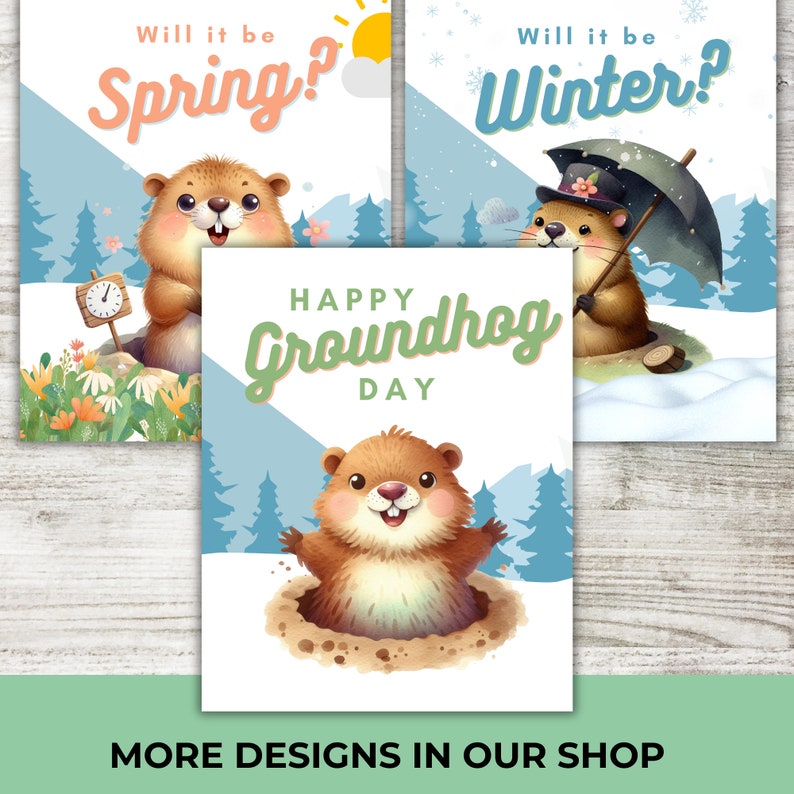 Groundhog Day Print, Punxsutawney Phil Wall Art, Digital Download ...