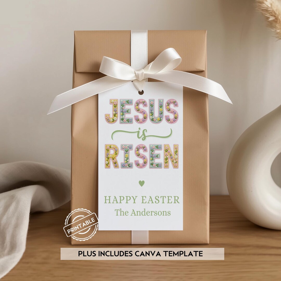 Jesus is Risen Gift Tag Template, Easter Favors Digital Download ...