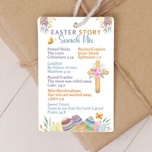 Religious Easter Story Snack Mix Printable Gift Tags, Easter Basket ...