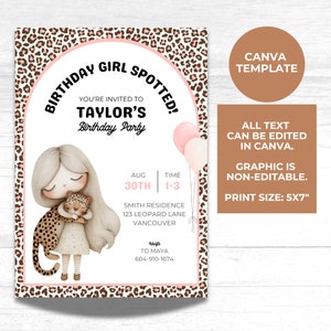 EDITABLE Leopard Birthday Invitation, Wild One Cheetah Birthday Party ...