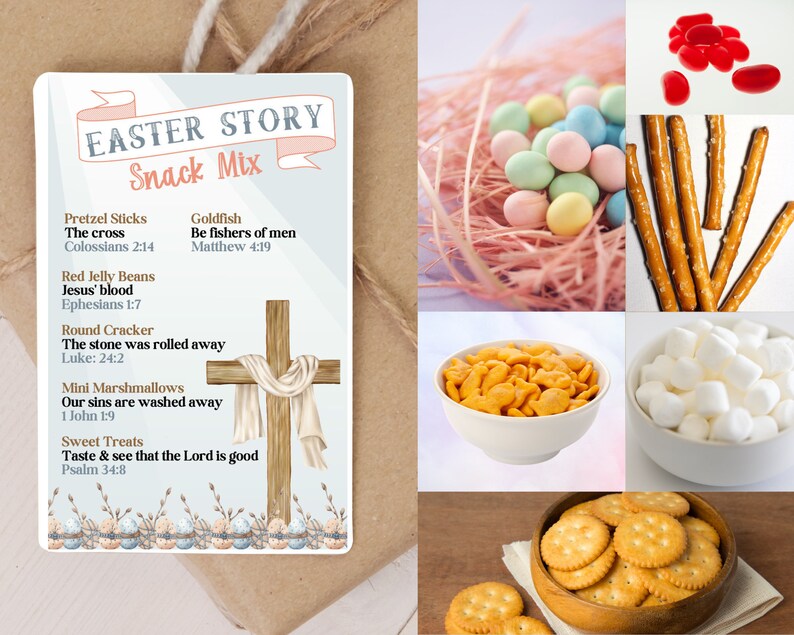 EDITABLE Easter Story Snack Mix Printable Tag Easter Bag Topper, Easter ...