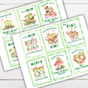 EDITABLE Frog Valentine's Day Cards SET, 12 Printable Valentines, Hoppy ...