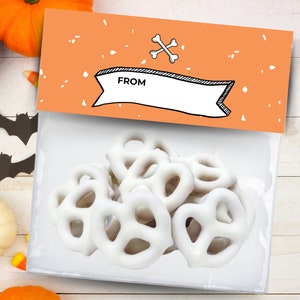 Editable Skeleton Halloween Treat Bag Toppers, Bag of Bones Bag Topper ...