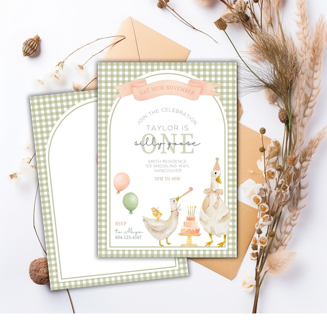 One Silly Goose Birthday Invitation, Goose Invitation, Silly Goose ...