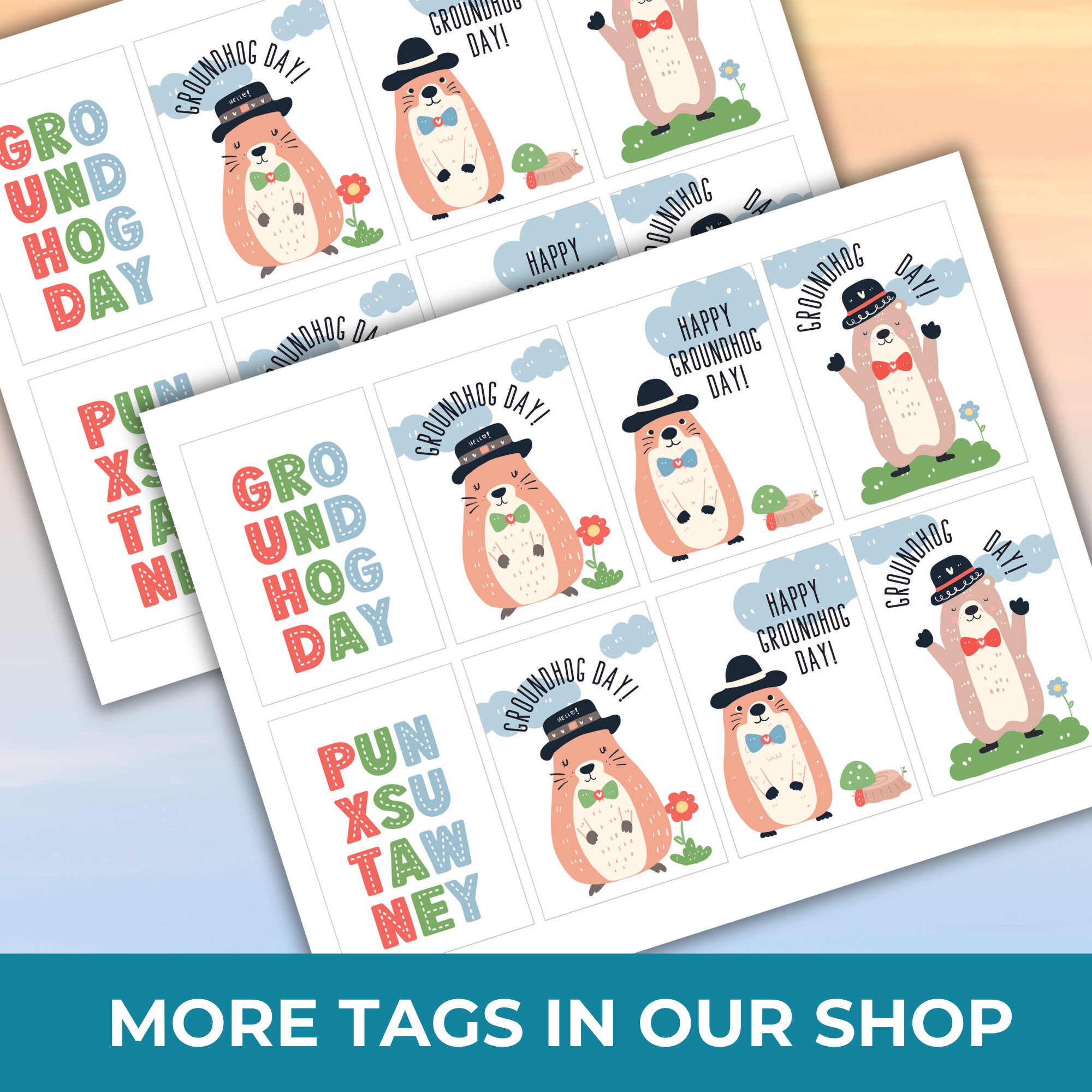 Groundhog Day Tags, Groundhog Day Party Printable, Punxsutawney Phil ...