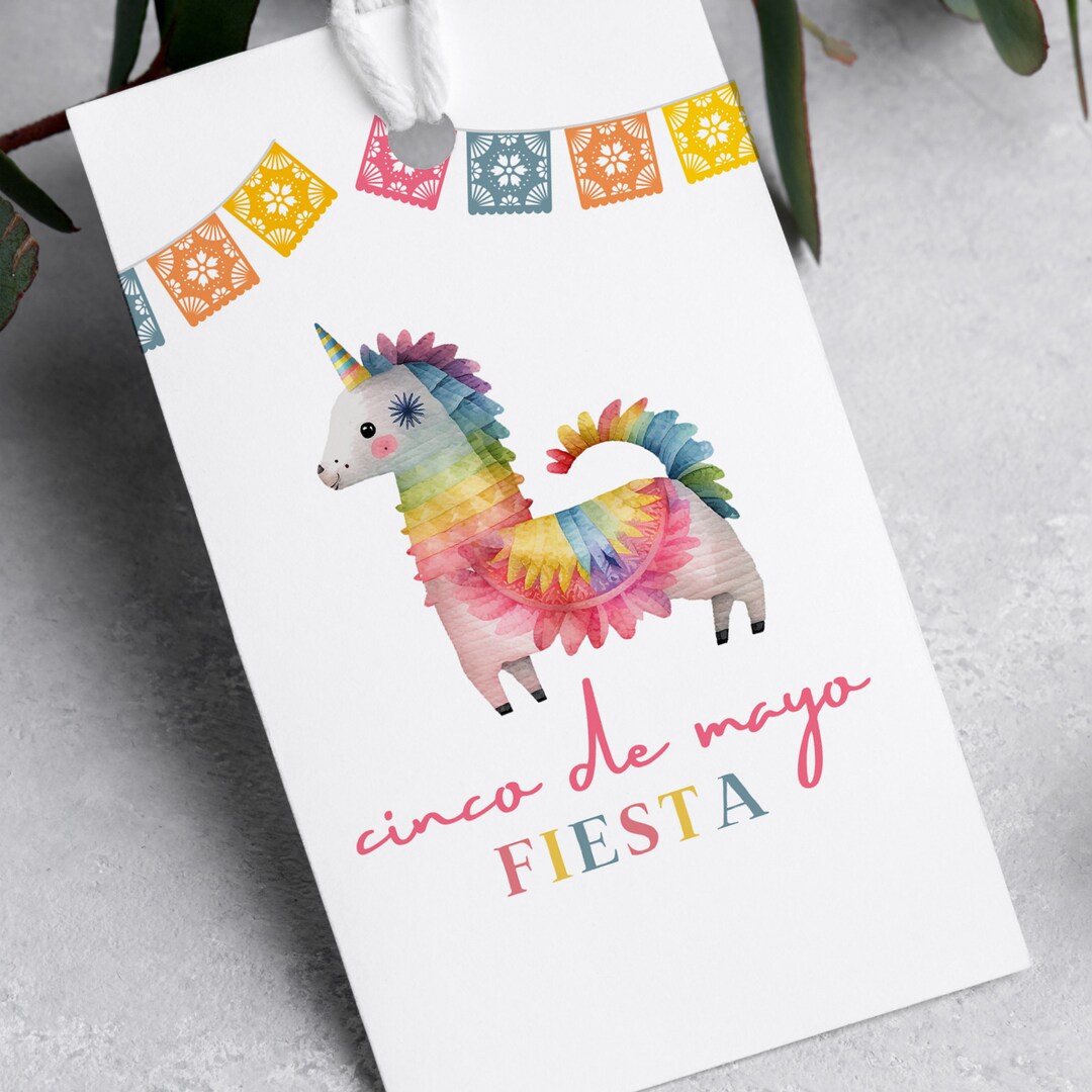 EDITABLE Cinco De Mayo Fiesta Party Thank You Tag Template, Watercolor ...